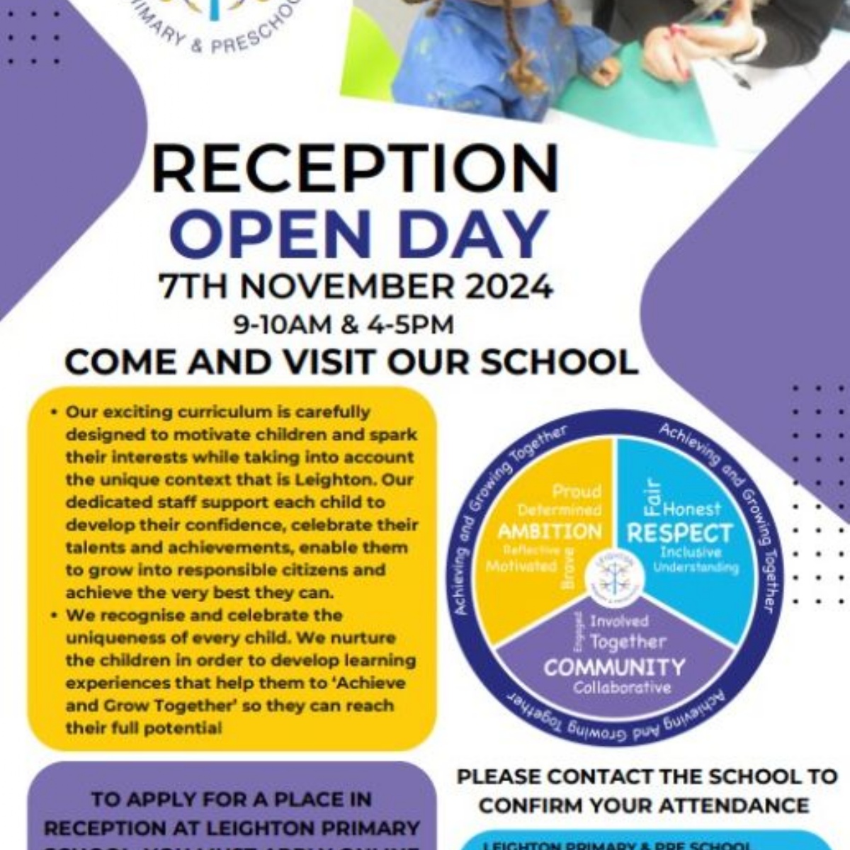 Leighton Primary & Pre School - Open Day 7th November 2024